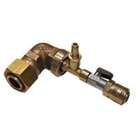Main shut-off valve test adapter with ball valve and connection ...